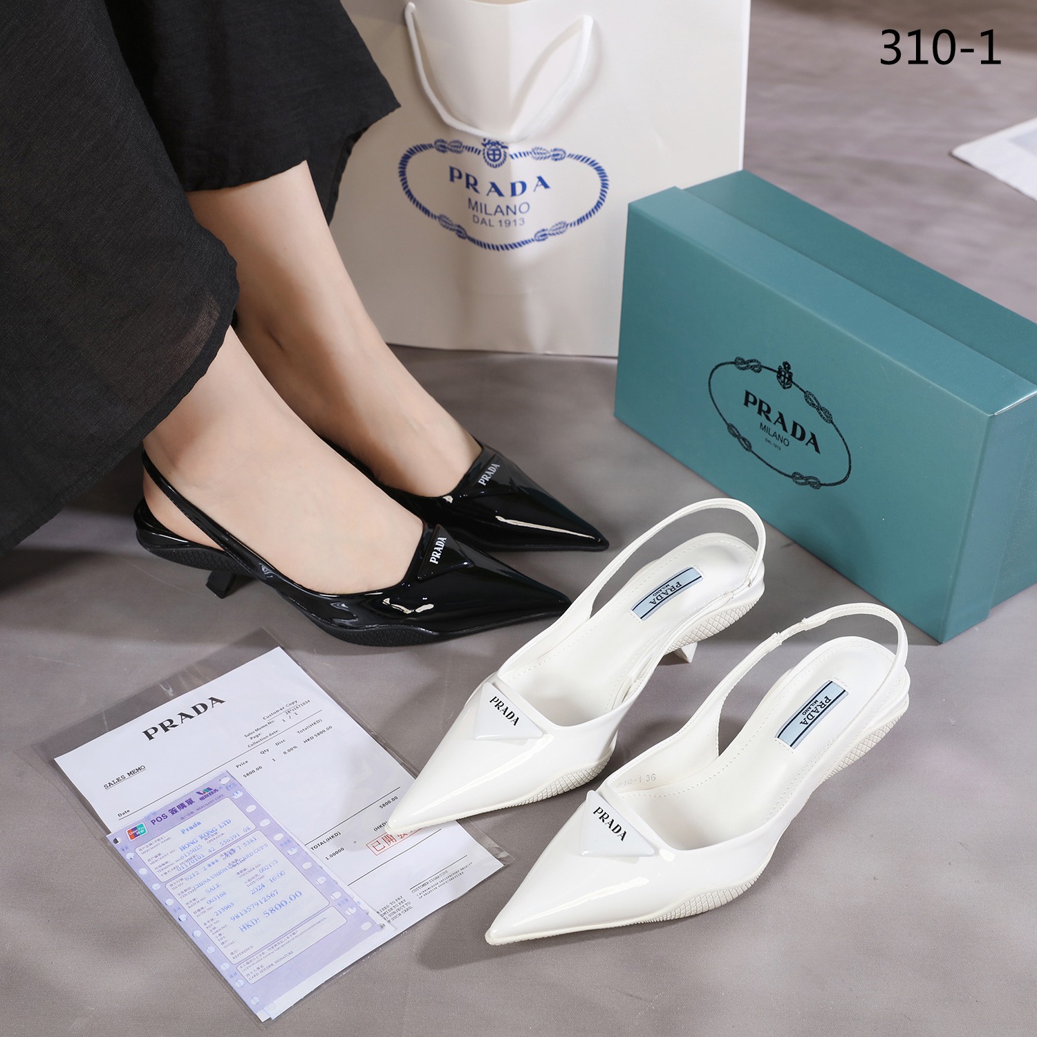 Sepatu Prada 310-1 Brushed Leather Slingback Pumps Semi Platinum (Kode ...