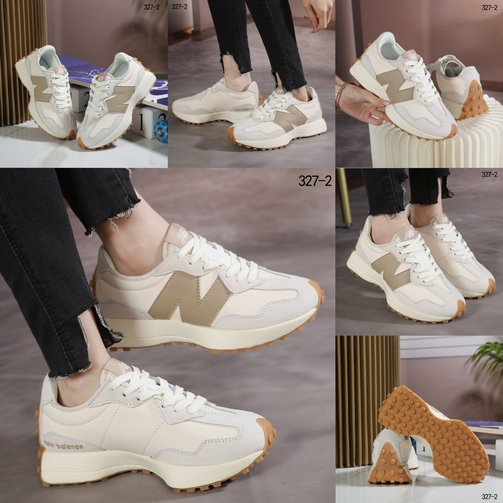 Sepatu New Balance Semi Ori Grade AAA Beige List Khaki 327-2 Semi ...