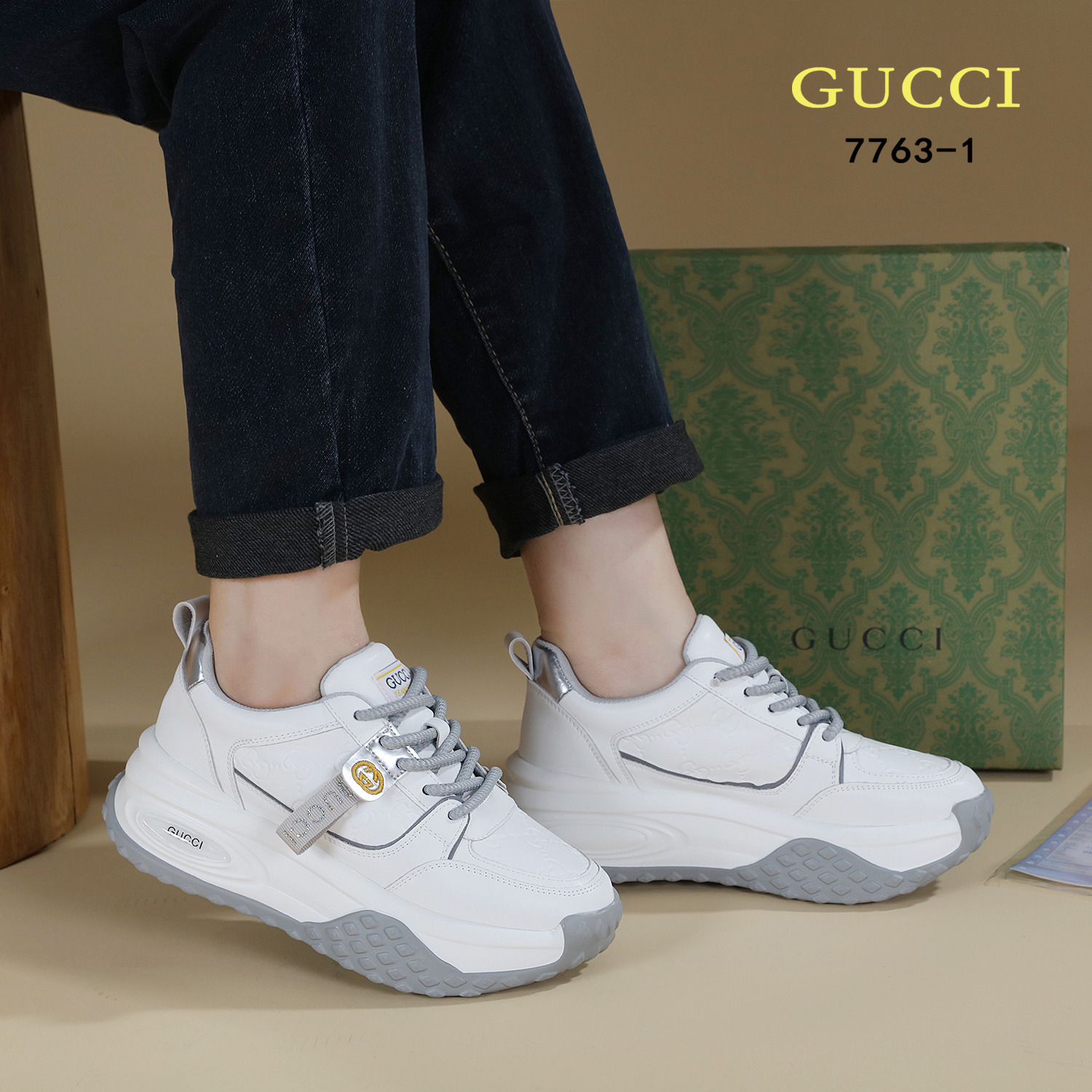 Sepatu Gucci Sneakers Shoes 7763-1 Semi Premium (Kode: GUC1066) - TasKW.com