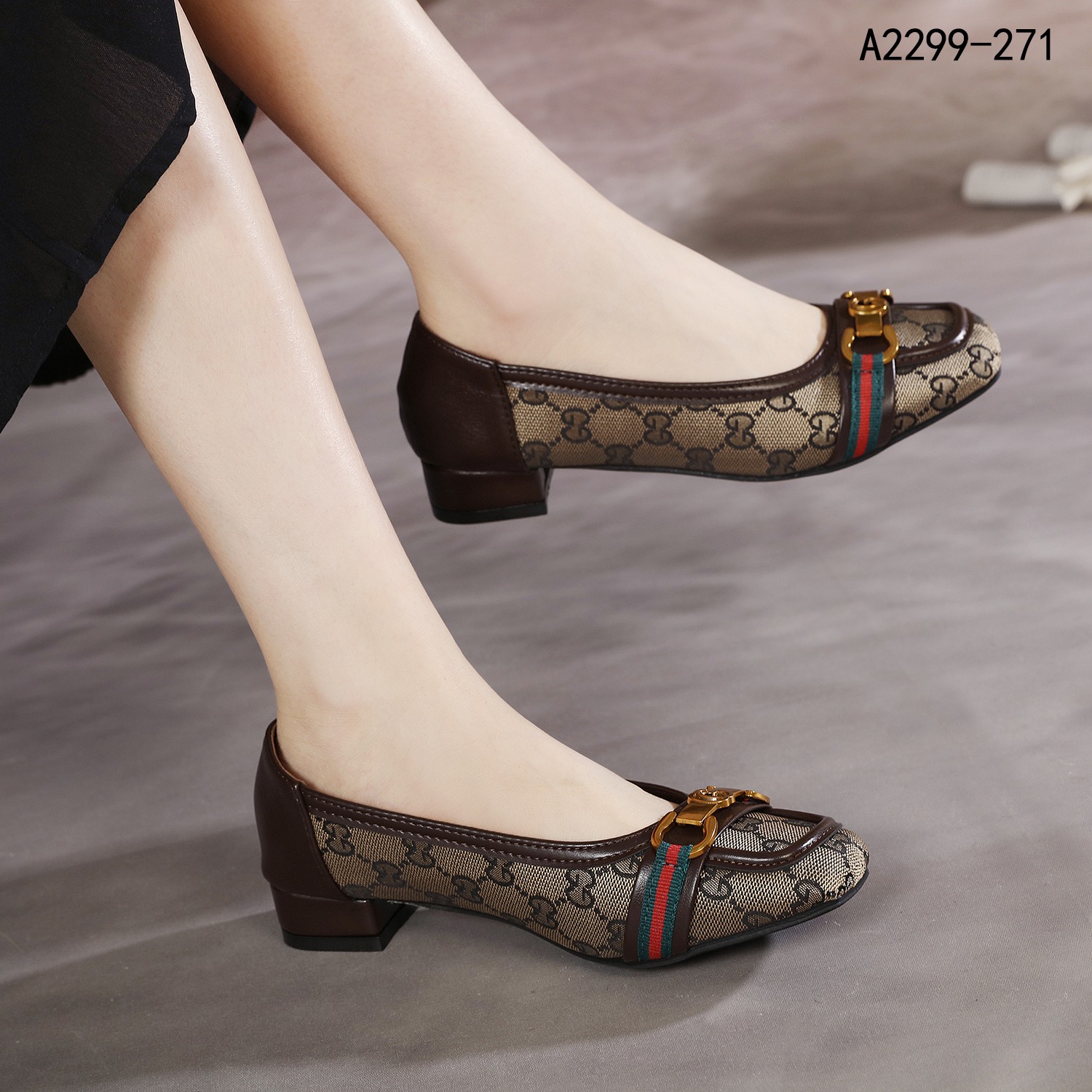 Sepatu Gucci A2299-271 GG Canvas G-Logo Mid Heel Semi Premium (Kode ...